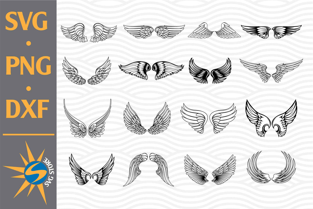 Angle Wing SVG, PNG, DXF Digital Files Include - So Fontsy