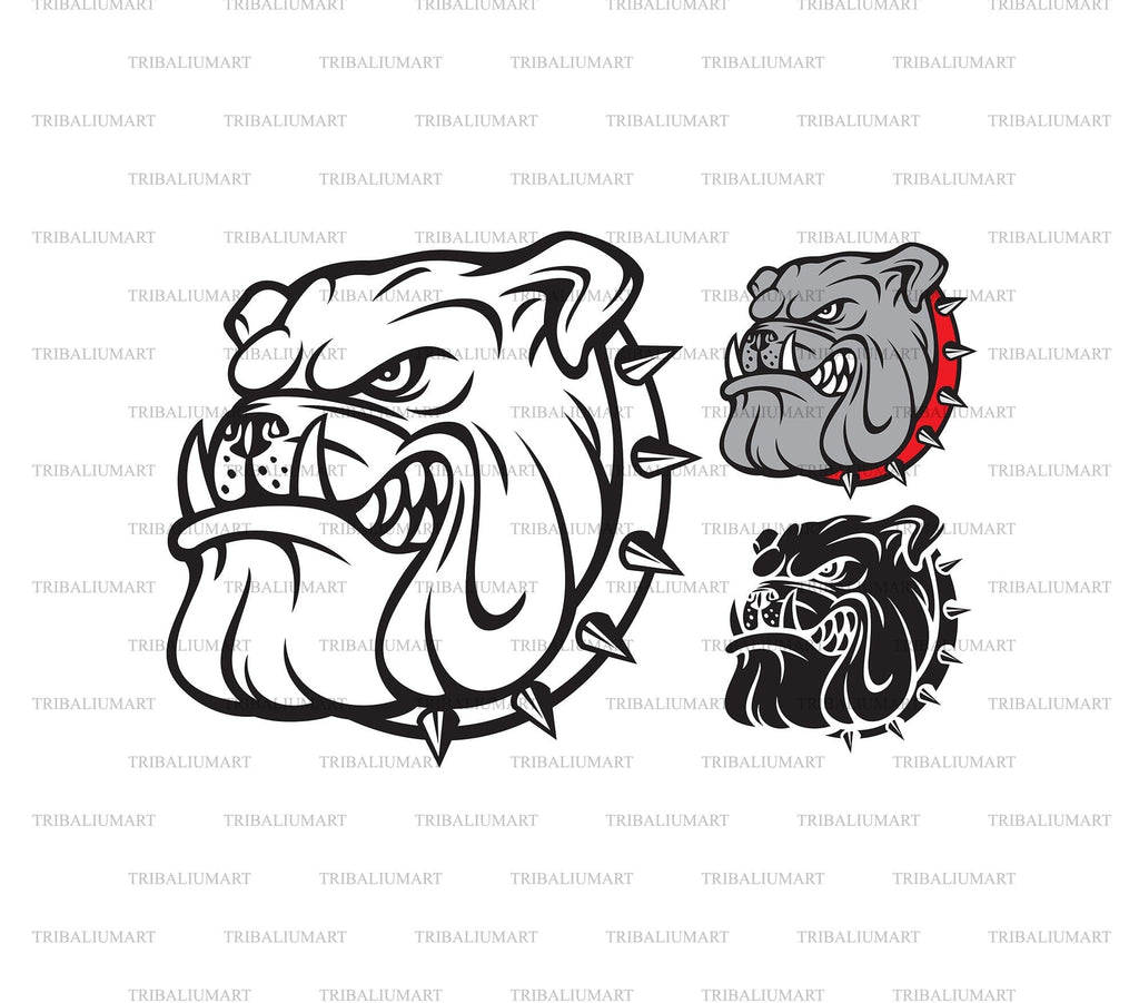 Angry bulldog face. Cut files for Cricut. Clip Art silhouettes (eps ...
