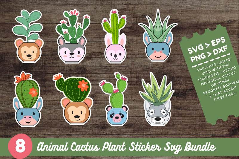 Animal Cactus Plant Sticker Bundle - So Fontsy