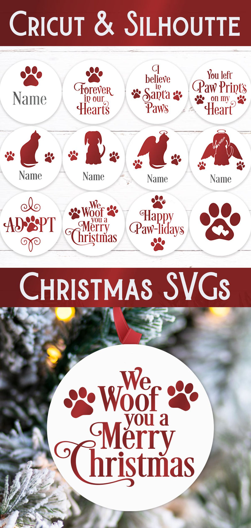 Animal Christmas Ornament SVG Bundle - So Fontsy