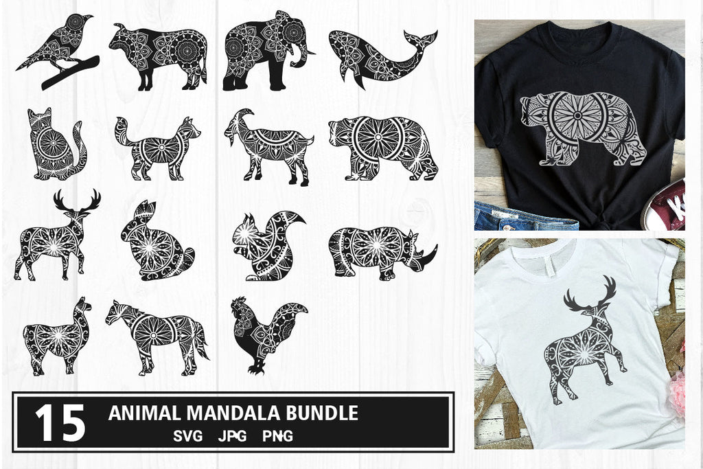 Animal mandala svg bundle for cricut, silhouette - So Fontsy