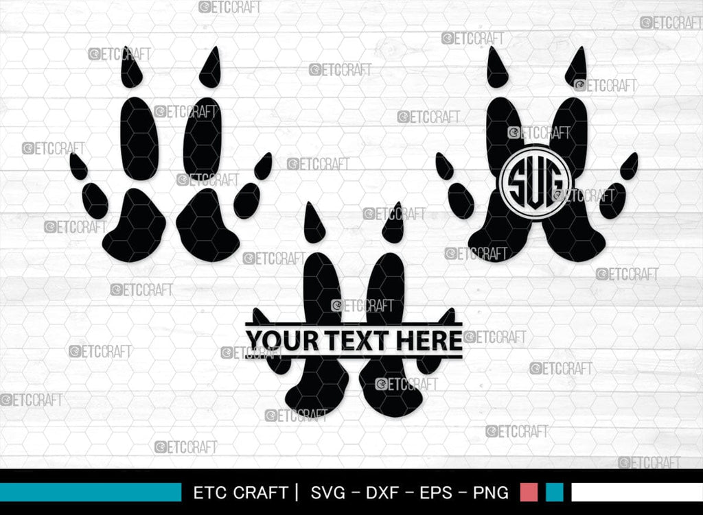 Animal Paw Monogram, Animal Paw Silhouette, Animal Paw SVG, Paw Print ...