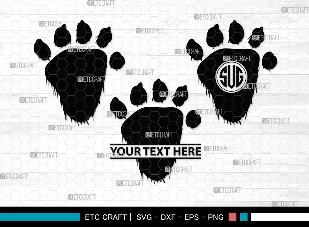 Animal Paw Monogram, Animal Paw Silhouette, Animal Paw SVG, Paw Print ...