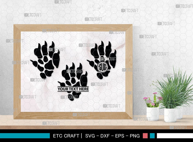 Animal Paw Monogram, Animal Paw Silhouette, Animal Paw SVG, Paw Print ...