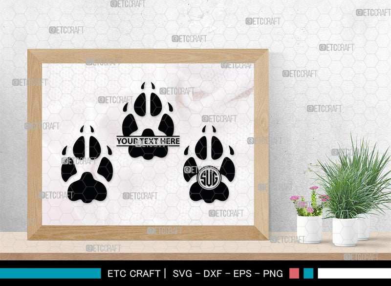 Animal Paw Monogram, Animal Paw Silhouette, Animal Paw SVG, Paw Print ...