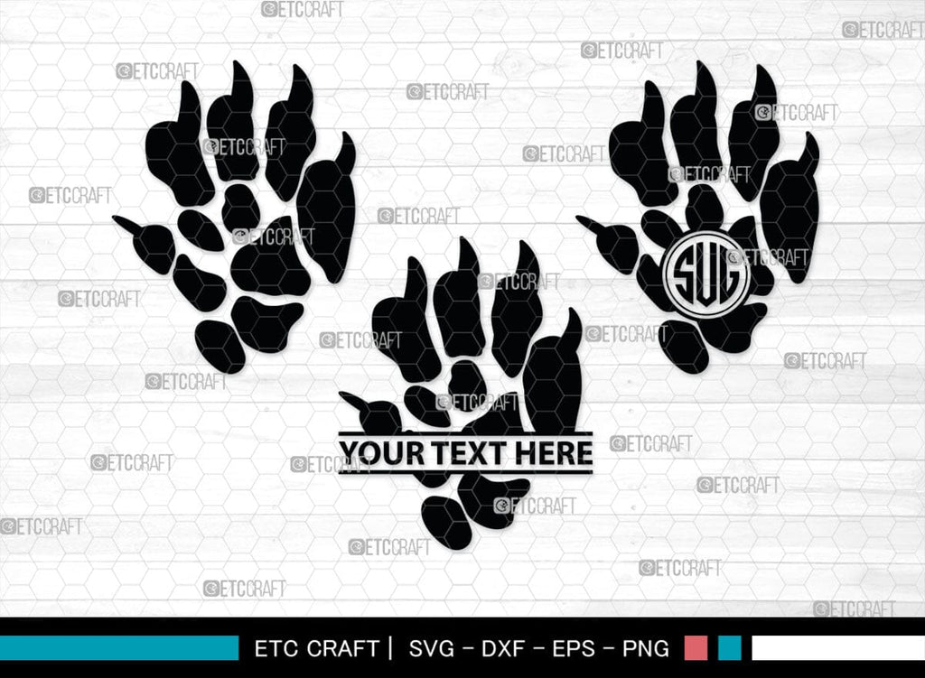 Animal Paw Monogram, Animal Paw Silhouette, Animal Paw SVG, Paw Print ...