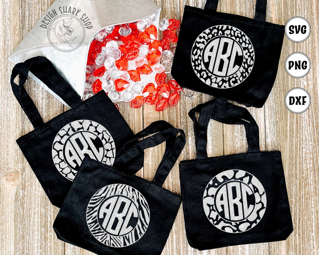 Animal Print Monogram Circle Frames - So Fontsy