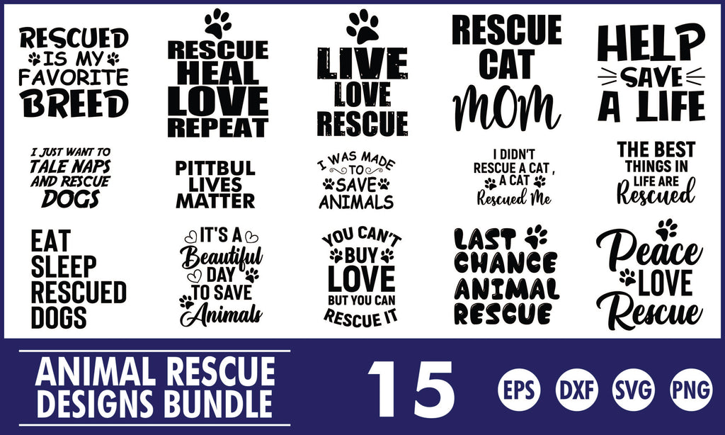 Animal Rescue SVG Designs Bundle - So Fontsy