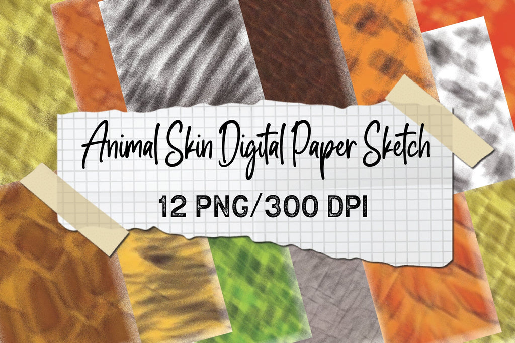 Animal Skin Digital Paper Sketch - So Fontsy
