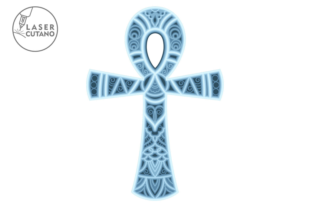 ANKH Multilayer Laser Cut Files, Mandala, Sign SVG, 3D Designs - So Fontsy