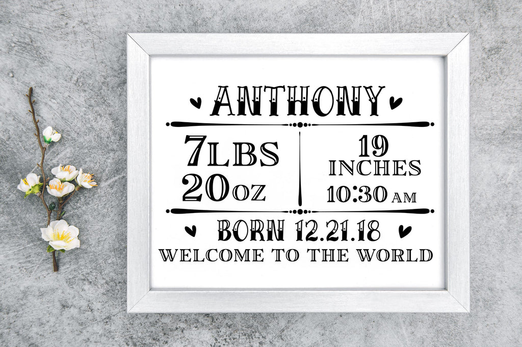 Anthony 7 lbs 20 oz 19 inches 10 30 am SVG Design - So Fontsy