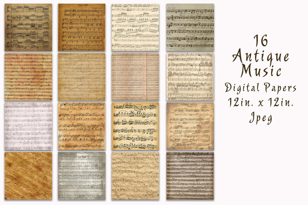 Antique Music Digital Paper Textures - So Fontsy