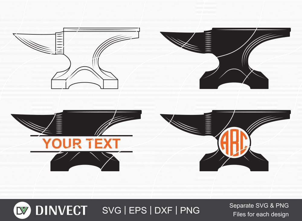 Anvil Monogram, Anvil Clipart, Anvil SVG, Anvil Split Silhouette, anvil ...