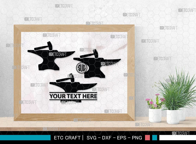 Anvil Monogram, Anvil Silhouette, Anvil and Hammer Silhouette ...