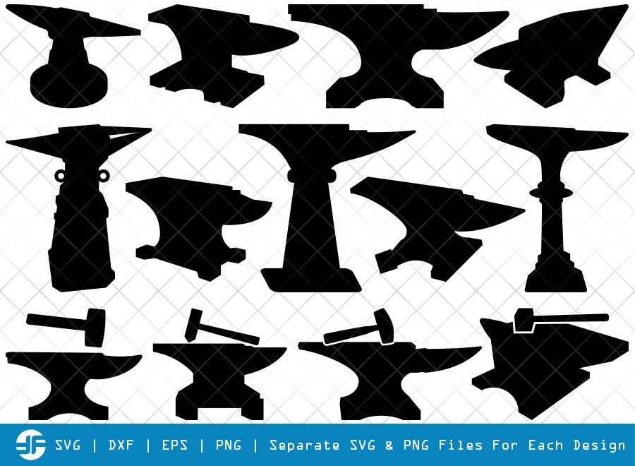 Anvil SVG Cut Files | Hammer Silhouette Bundle - So Fontsy