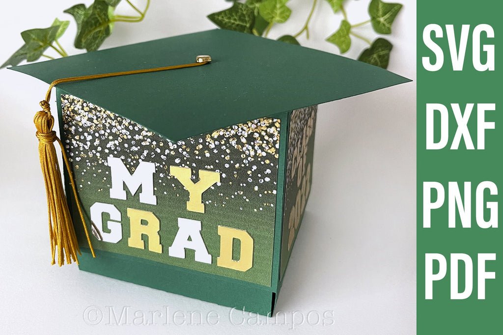ANY YEAR Graduation Cap Gift Box | Die Cut Files | SVG, DXF | Green ...