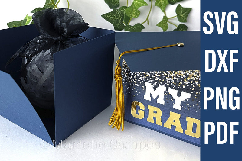 ANY YEAR Graduation Cap Gift Box | Die Cut Files | SVG, DXF | Navy Blue ...