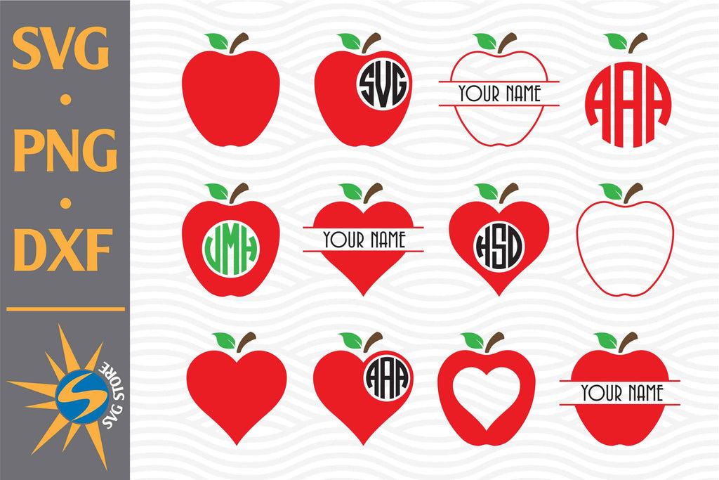 Apple Monogram SVG, PNG, DXF Digital Files Include - So Fontsy