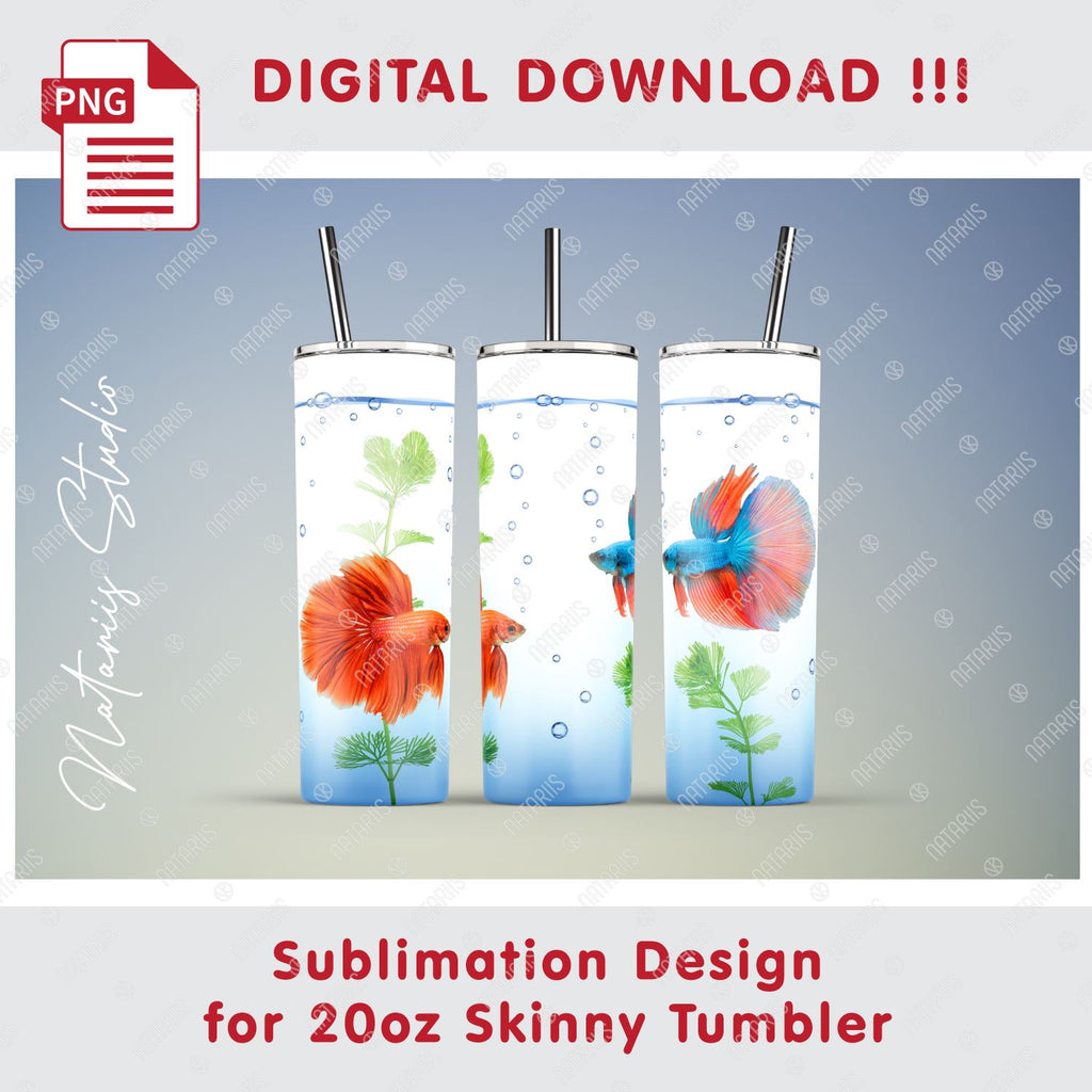 Aquarium Fish Seamless Pattern for 20oz SKINNY TUMBLER - So Fontsy