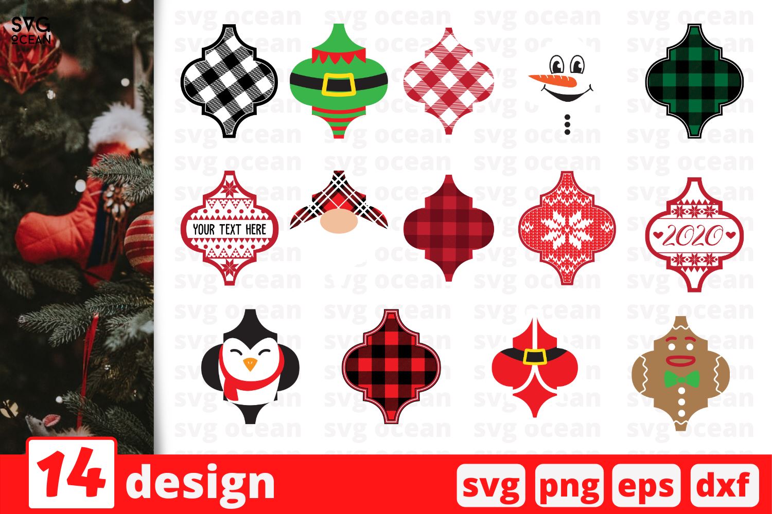 Arabesque Tile Christmas Ornaments SVG Bundle - So Fontsy