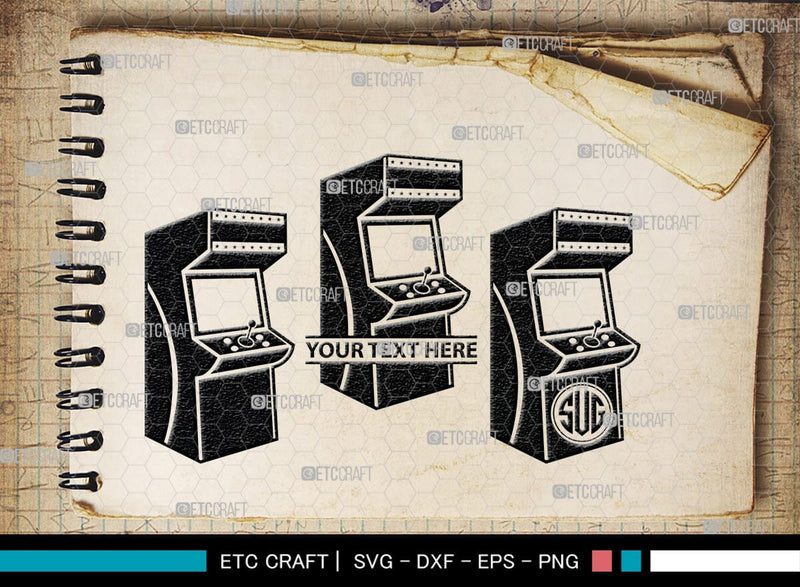 Arcade Monogram, Arcade Silhouette, Arcade SVG, Sketch Same Machine Svg ...