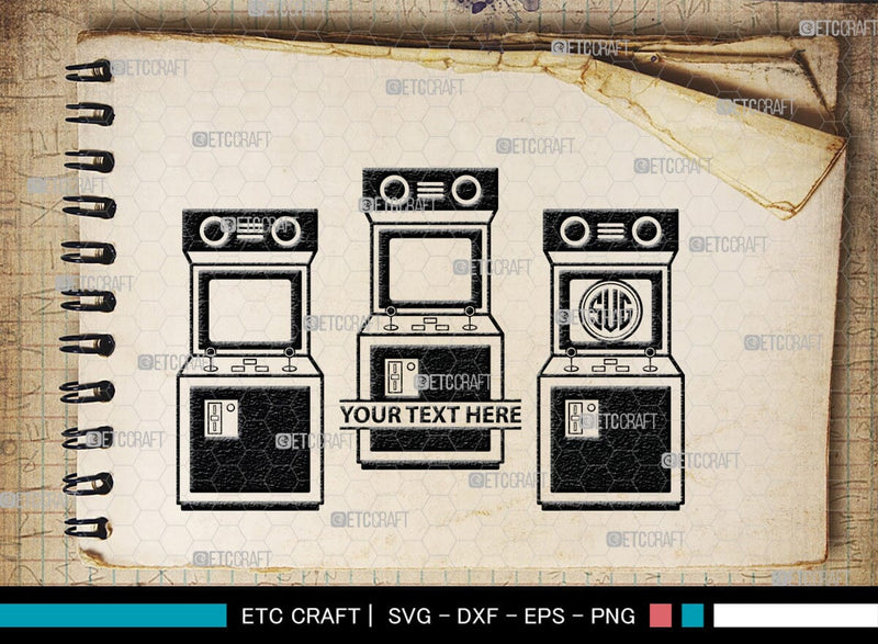 Arcade Monogram, Arcade Silhouette, Arcade SVG, Sketch Same Machine Svg ...