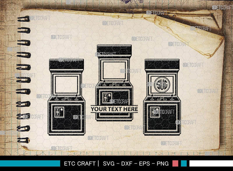 Arcade Monogram, Arcade Silhouette, Arcade SVG, Sketch Same Machine Svg ...