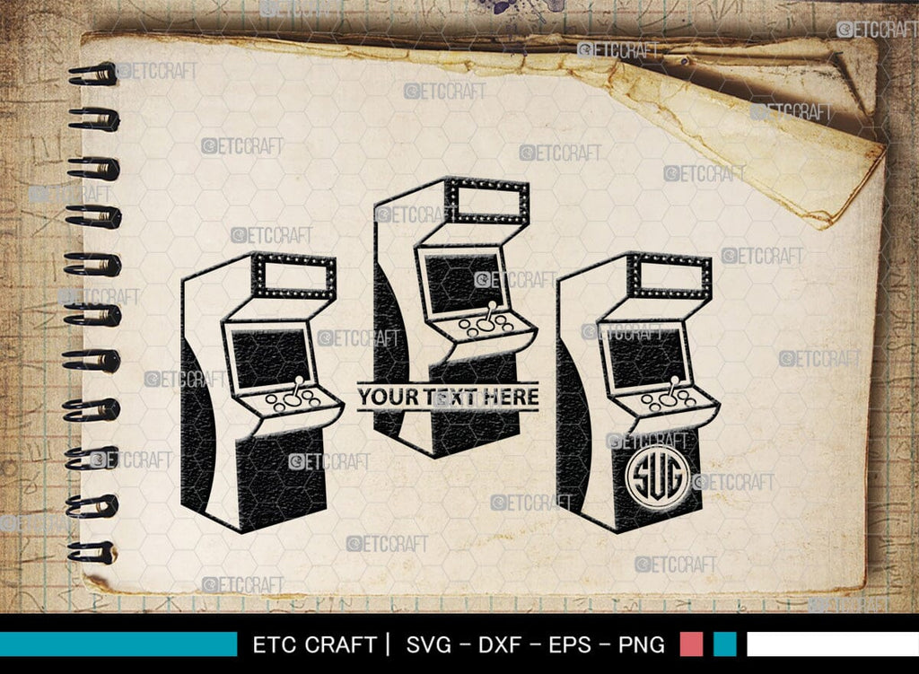 Arcade Monogram, Arcade Silhouette, Arcade SVG, Sketch Same Machine Svg ...