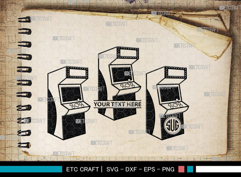 Arcade Monogram, Arcade Silhouette, Arcade SVG, Sketch Same Machine Svg ...