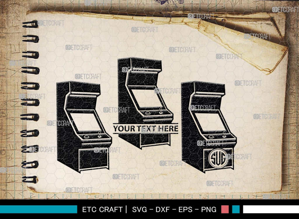 Arcade Monogram, Arcade Silhouette, Arcade SVG, Sketch Same Machine Svg ...