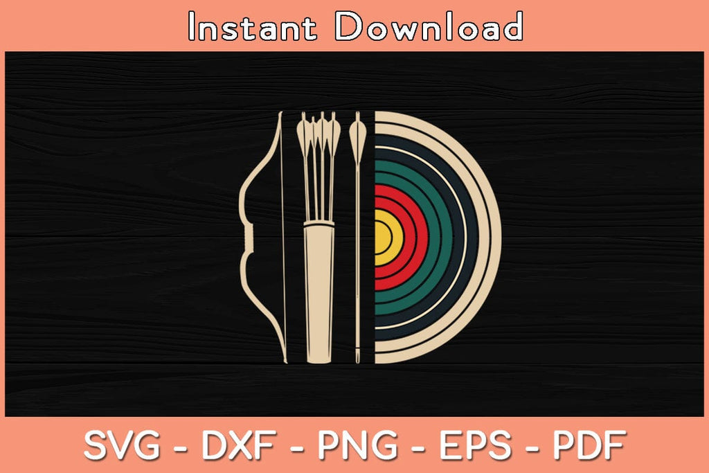 Archery Target Bow And Arrow Vintage Svg Cutting File - So Fontsy