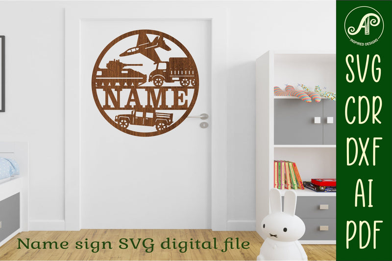 Army Vehicles name sign svg laser cut template - So Fontsy