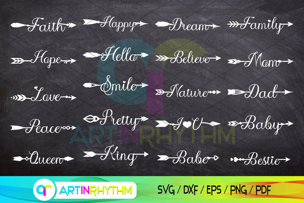 Arrows Svg, Arrow Words Svg, Arrow Svg Bundle, Words Svg - So Fontsy