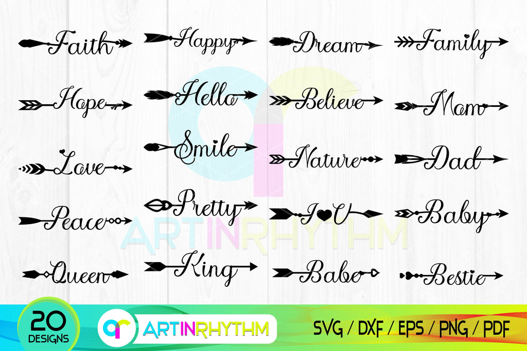 Arrows Svg, Arrow Words Svg, Arrow Svg Bundle, Words Svg - So Fontsy