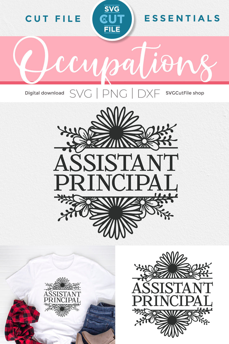 Assistant principal SVG with flowers - So Fontsy