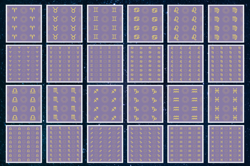 Astro Collection - Seamless Pattern Digital Paper & Zodiac Elements ...