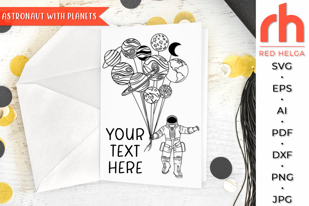 Astronaut with Planets SVG - Spaceman and Balloons Cut File - So Fontsy