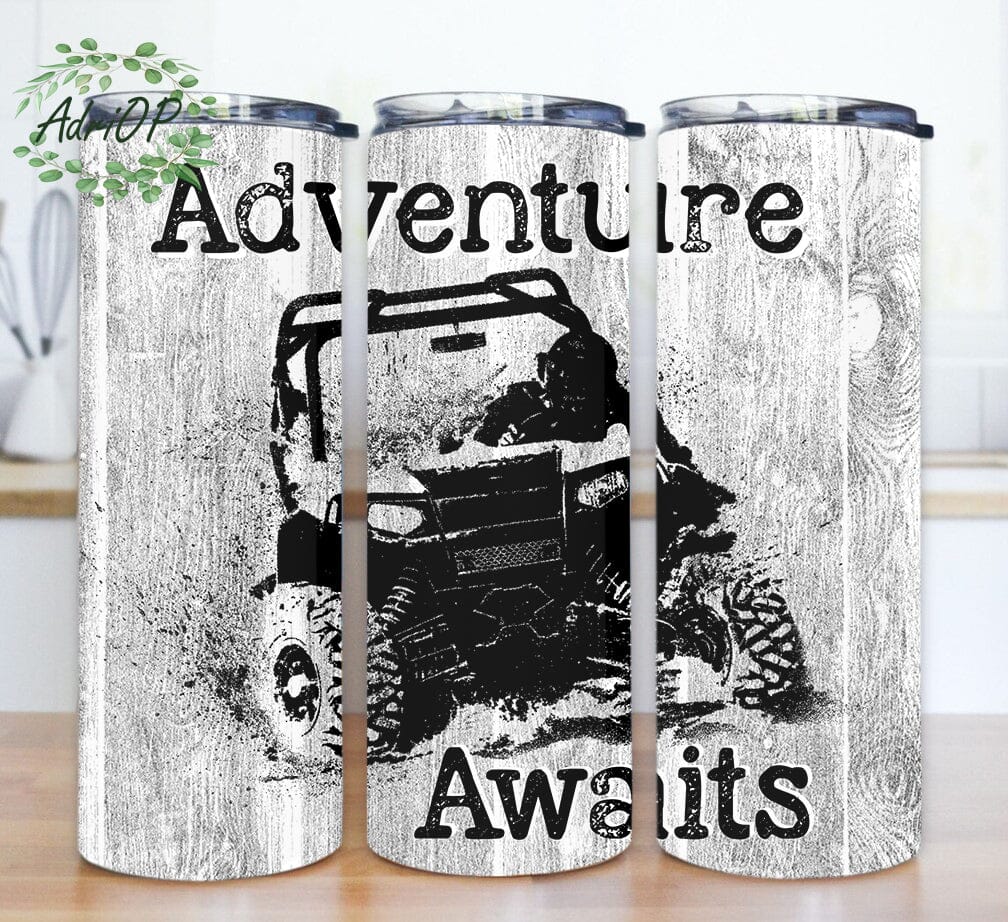 ATV Motorcycle 20oz Design Png, Adventure Awaits Tumbler Png, Biker ...