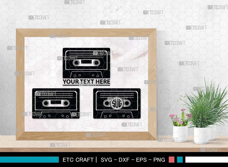 Audio Cassette Monogram, Audio Cassette Silhouette, Audio Cassette SVG ...