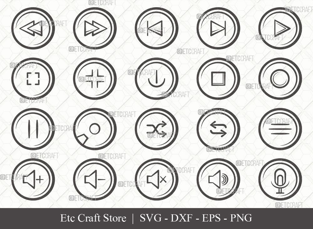 Audio Control Buttons Outline SVG Cut File | Control Buttons Svg ...