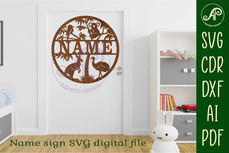 Australian name sign svg laser cut template - So Fontsy