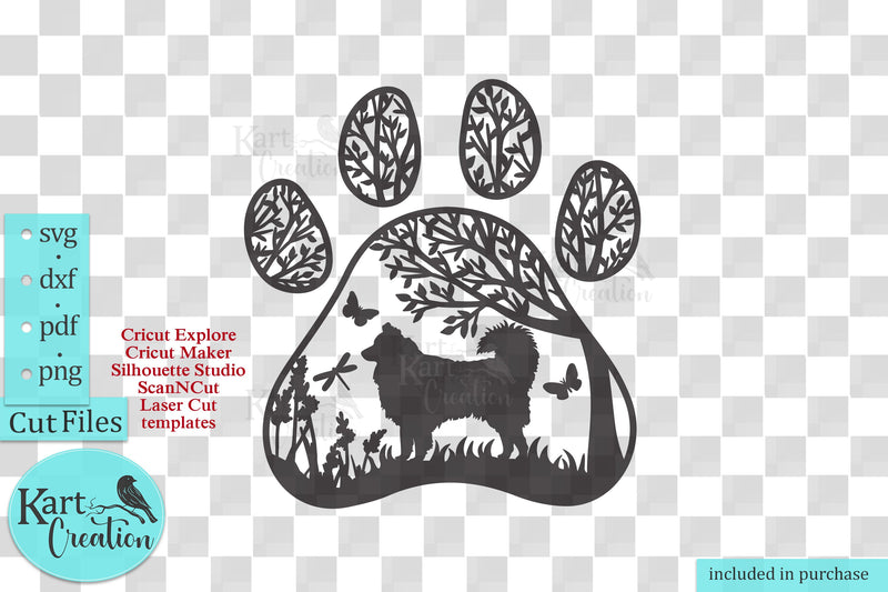 Australian Shepherd Paw round sign svg dxf pdf cut out file - So Fontsy