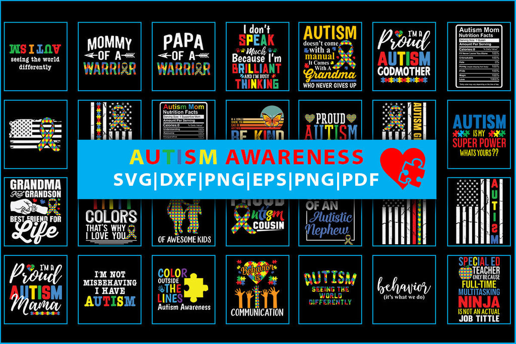 Autism Awareness Day Svg T-shirt Design Bundles - So Fontsy