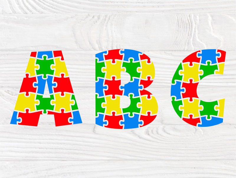 Autism Font SVG, Autism Alphabet, Svg Cut Files, Autism Awareness Svg ...