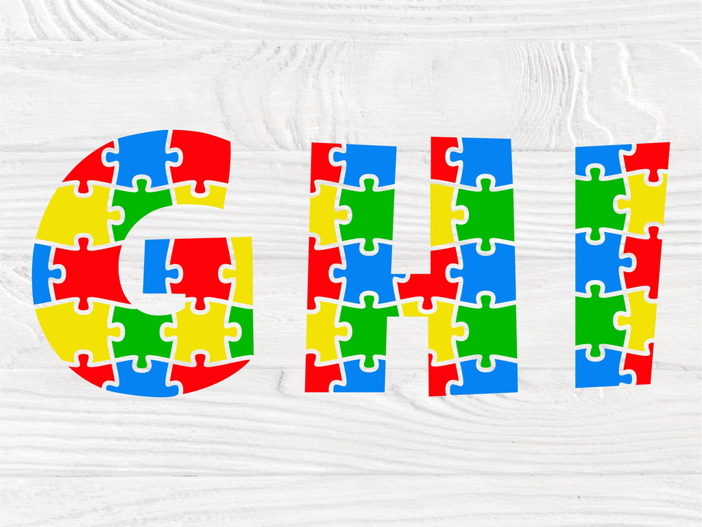 Autism Font SVG, Autism Alphabet, Svg Cut Files, Autism Awareness Svg ...