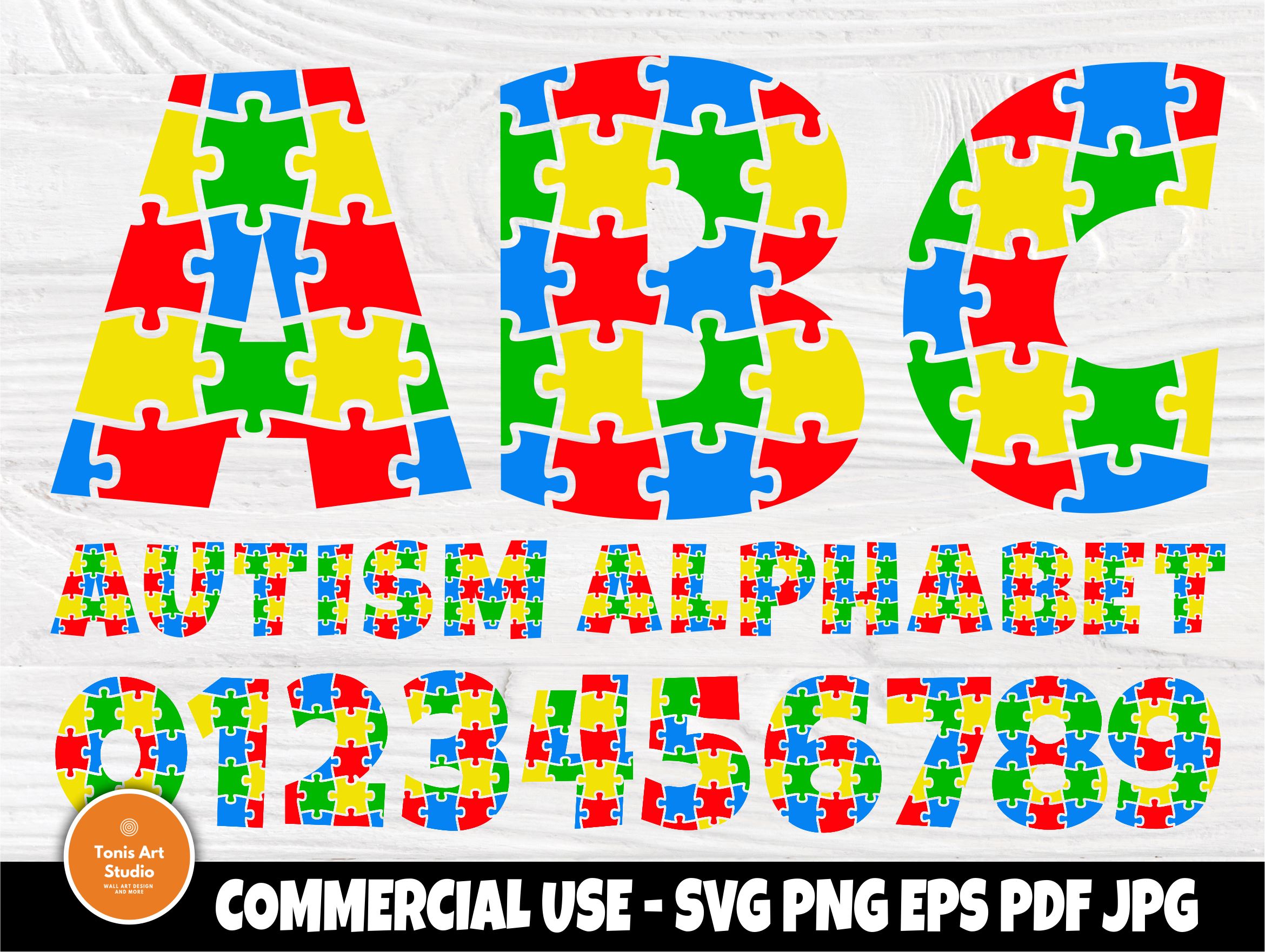 Autism Font SVG, Autism Alphabet, Svg Cut Files, Autism Awareness Svg ...