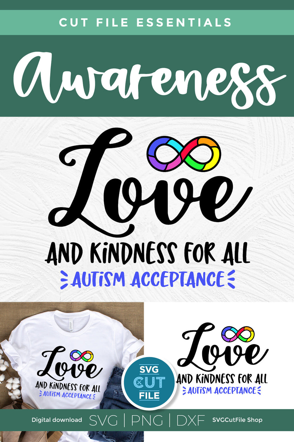 Autism infinity svg-autism acceptance svg with rainbow infinity - So Fontsy
