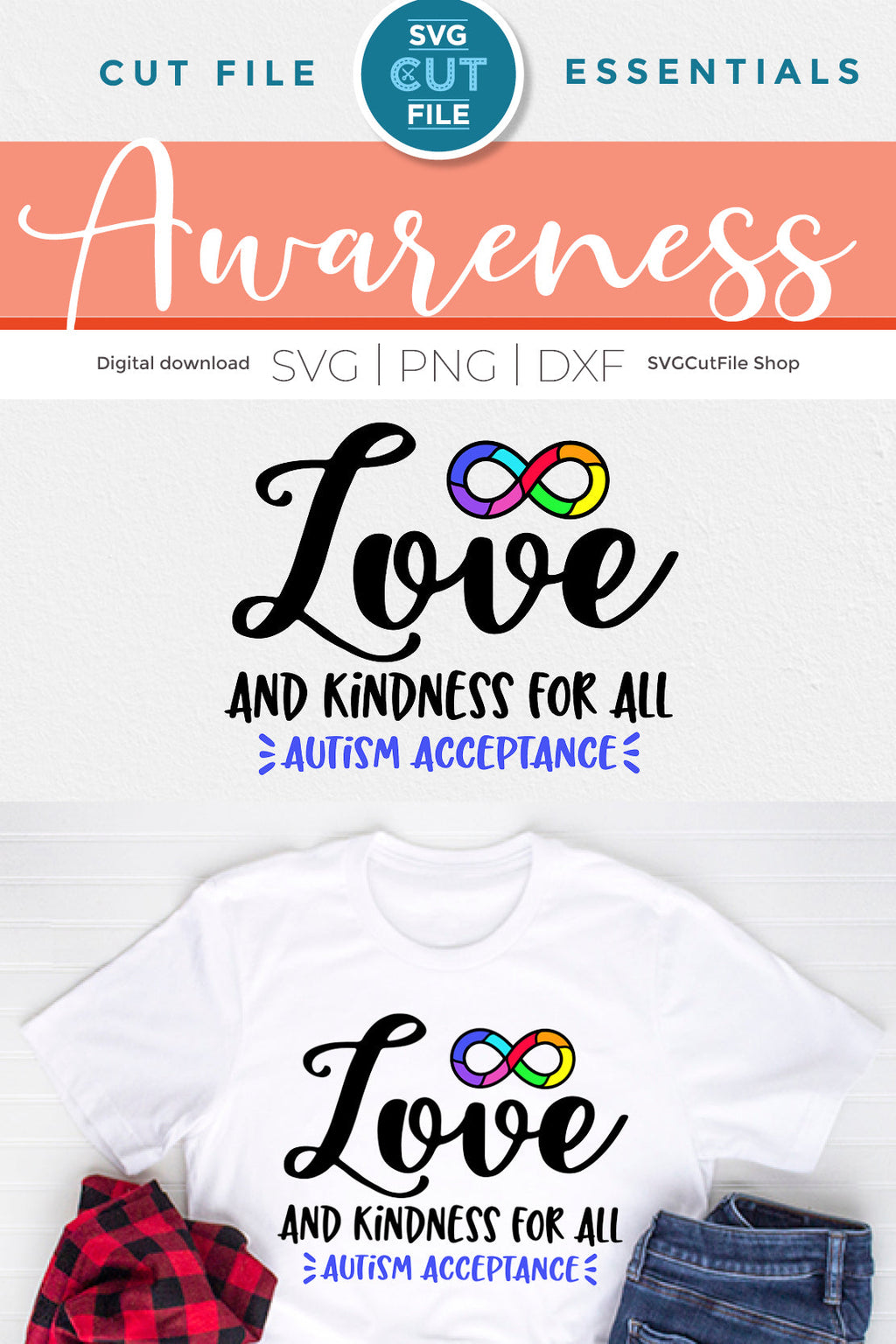 Autism infinity svg-autism acceptance svg with rainbow infinity - So Fontsy
