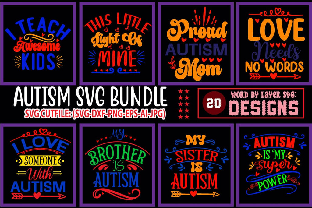 Autism SVG Bundle, Autism Awareness Svg, Autism Svg, Dxf, Png, Eps, Pdf ...
