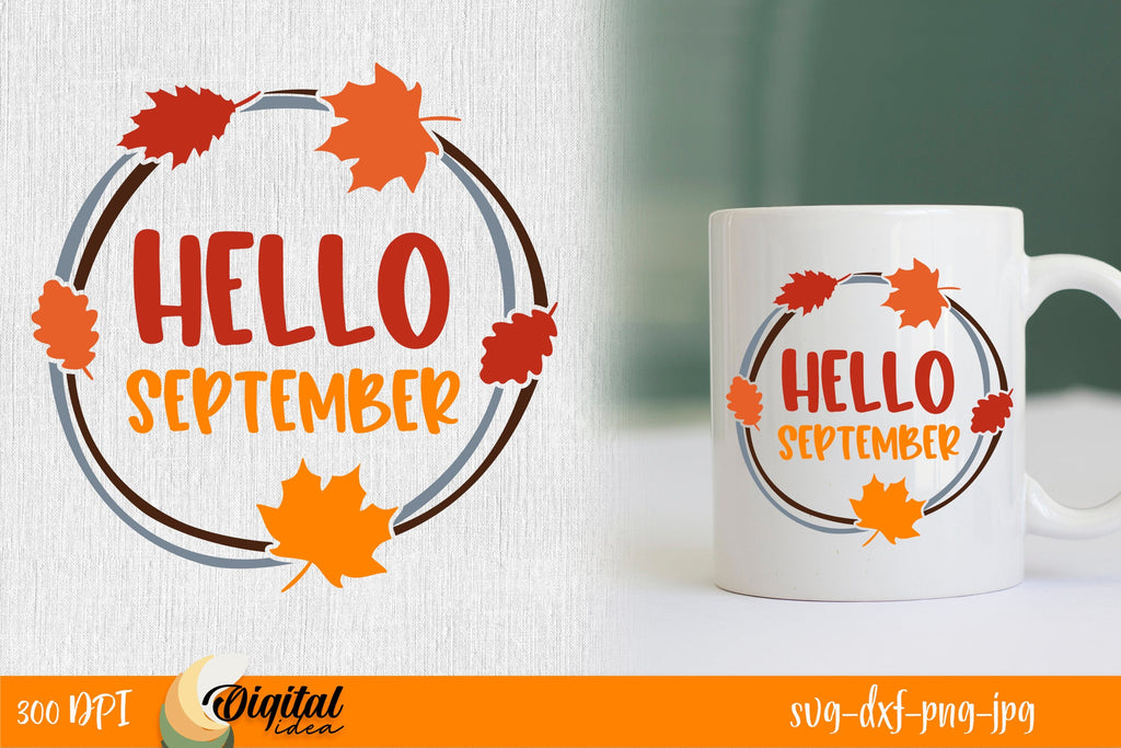 Autumn Design Inscription SVG. Hello September SVG. - So Fontsy